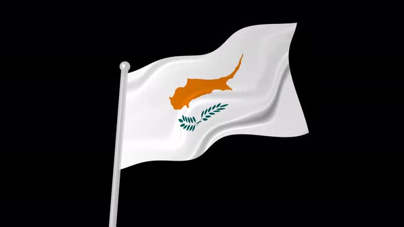 Cyprus Flag Flying Wave Animated Black Background, Motion Graphics