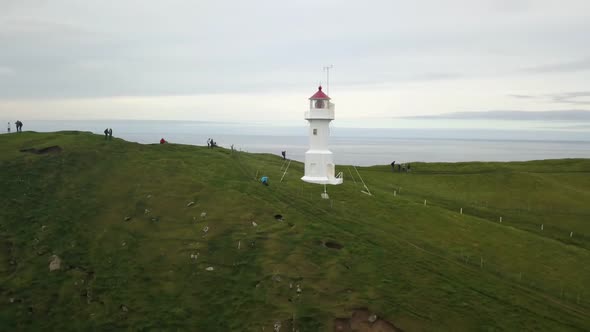 White Beacon on the Top of Cliffs on the Shores, Stock Footage | VideoHive