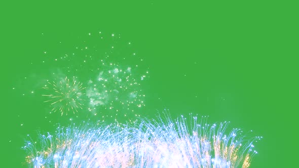Abstract Firework on Green Chroma Key Background 4Th of July ...