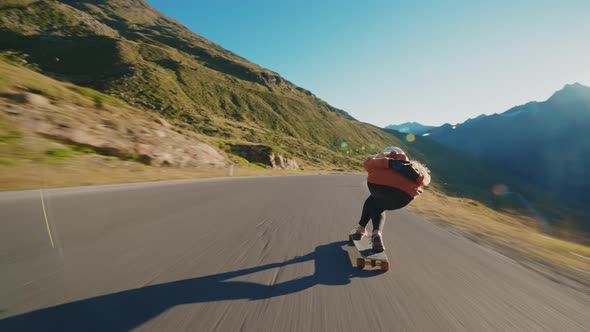 Cinematic downhill longboard session, Stock Footage | VideoHive