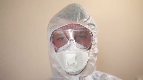 Portrait of a Doctor in an Antiplague Suit. , Stock Footage | VideoHive