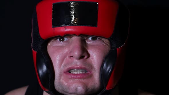 Angry Male Boxer on a Black Background, Stock Footage | VideoHive