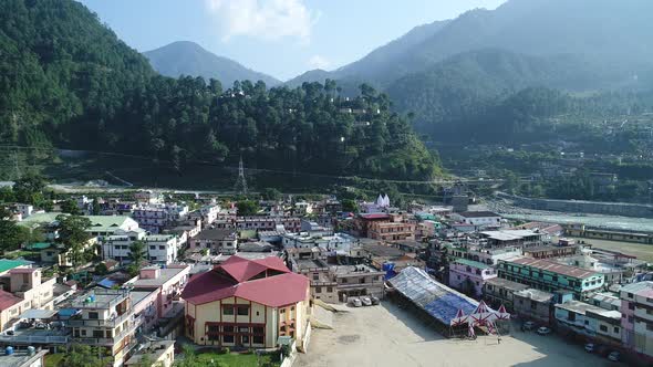 City of Uttarkashi in the state of Uttarakhand in India seen from the ...