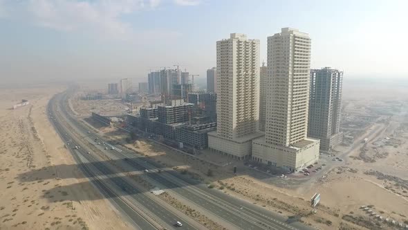 Cityscape of Ajman with Modern Buildings Aerial Top View, Stock Footage