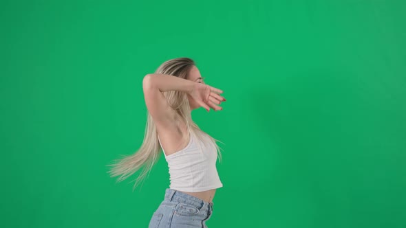 Professional Cheerful Female Dancer with Long Hair is Spinning and ...