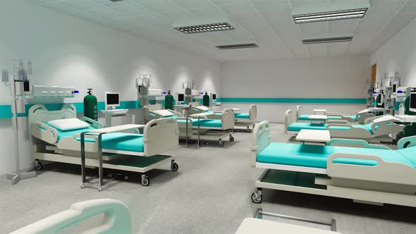 Hospital room with beds .Empty bed and wheelchair in nursing a clinic ...