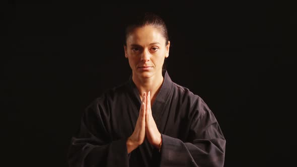 Karate player in prayer pose, Stock Footage | VideoHive