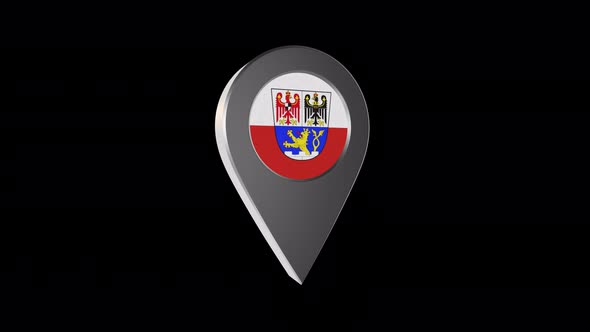 3d Animation Map Navigation Pointer With Flag Of Erlangen (Germany ...