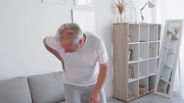 Backache Problem Lumbago Disorder Middleaged Man, Stock Footage | VideoHive