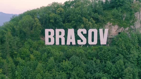 Brasov symbol sign on top of the Tampa mountain, Stock Footage | VideoHive
