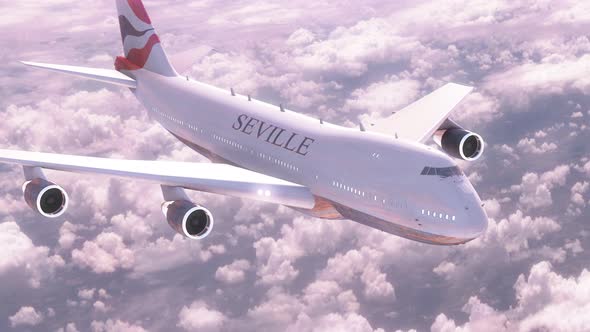 Plane Flight Travel To Seville City, Motion Graphics | VideoHive