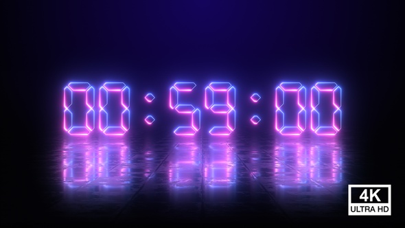 Digital Neon Negative Countdown 1 Minute, Motion Graphics | VideoHive