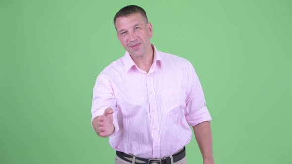 Happy Mature Macho Businessman Giving Handshake, Stock Footage | VideoHive