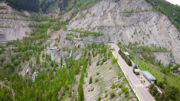 Aerial Medeo Dam in the Mountain in Almaty, Stock Footage | VideoHive