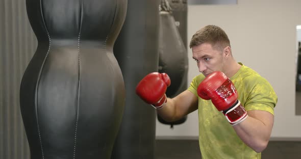 A Young Athlete Boxing a Pear in Red Boxing Gloves, Stock Footage ...