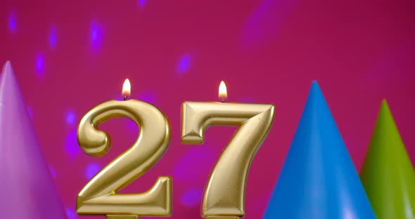 Burning Birthday Cake Candle Number 27, Stock Footage | VideoHive
