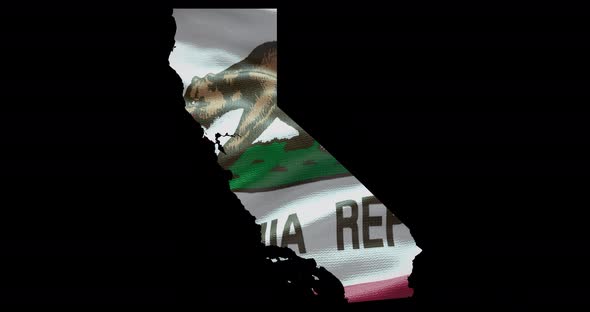 California state flag waving background. Alpha channel, Motion Graphics