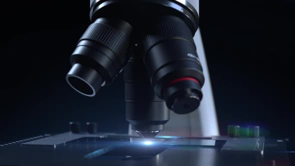 close-up microscope observation or virus studies . smooth camera ...