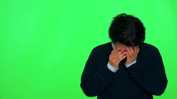 A Young Asian Man Crying - Green Screen Studio, Stock Footage | VideoHive