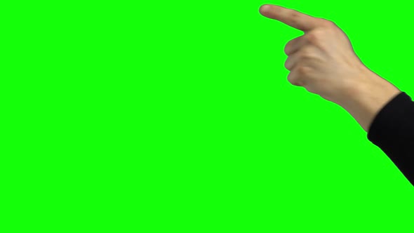 Guy Hand Pointing at Two Items. Green Screen. Close Up, Stock Footage