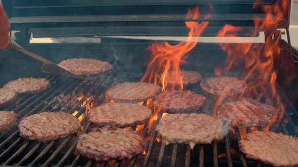 American Barbecue Food on Hot Grill with Fire, Stock Footage | VideoHive