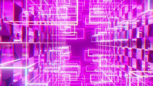 Abstract Cyber Cubic Style Glow Neon 03 HD, Motion Graphics | VideoHive