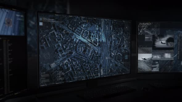 Scanning Map Of City In Interface Of Advanced Tracking Program To ...