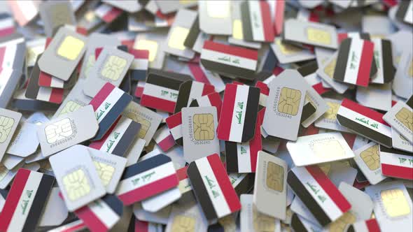Multiple SIM Cards with Flag of Iraq, Motion Graphics | VideoHive
