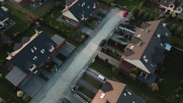 Aerial View of European Suburban Neighborhood with Family Houses, Stock ...