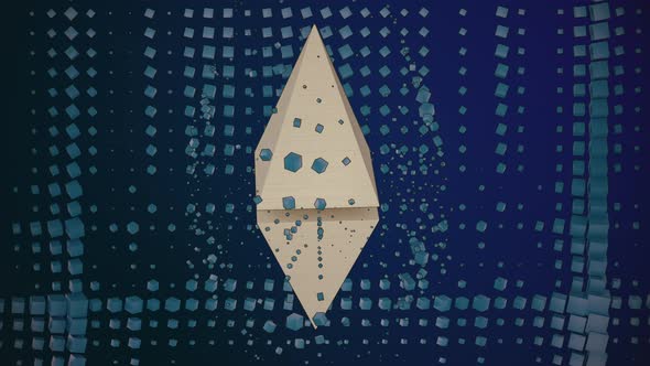 Tech Pyramid Ethereum ETH logo cryptocurrency icon animation. Pyramid ...