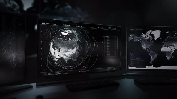 Global Surveillance Interface Scanning Information On Military Air Base ...