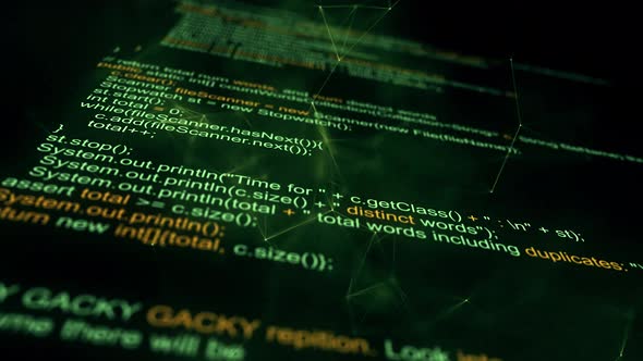 Java Coding Lines In Digital Network Connected Space With Plexus Lines ...