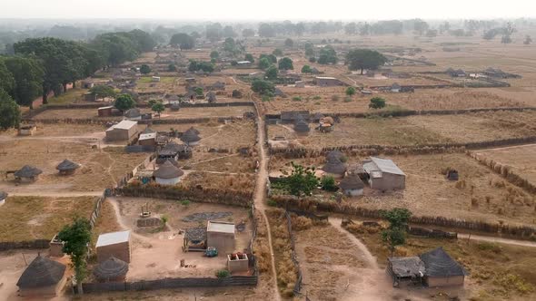 Thatched roof traditional village in Senegal Africa, Stock Footage