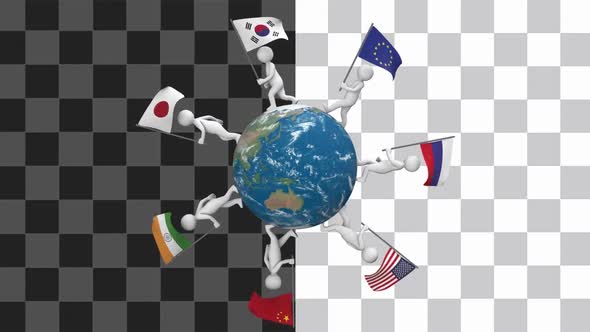 People With Flags Around The World, Motion Graphics | VideoHive