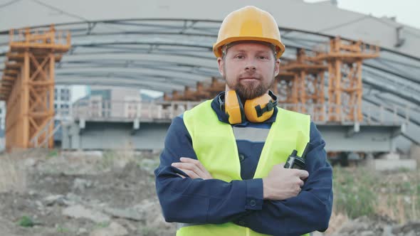 Portrait of Construction Worker Outside, Stock Footage | VideoHive