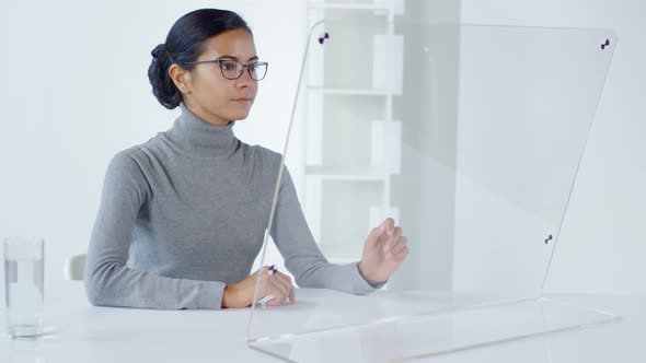 Asian Office Worker Using Invisible AR Interface, Stock Footage | VideoHive