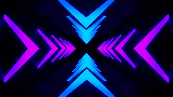 Tunnel of Overflow Blue and Purple Led Neon Arrows 3d Render Seamless ...