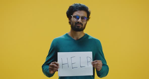 Man Holding Help Sign, Stock Footage | VideoHive