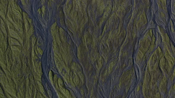 Drone Over Landscape With Dry Riverbed Of Braided River, Stock Footage