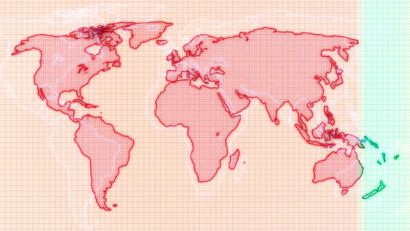 Red Color Scanning Earth Map Animation, Motion Graphics | VideoHive