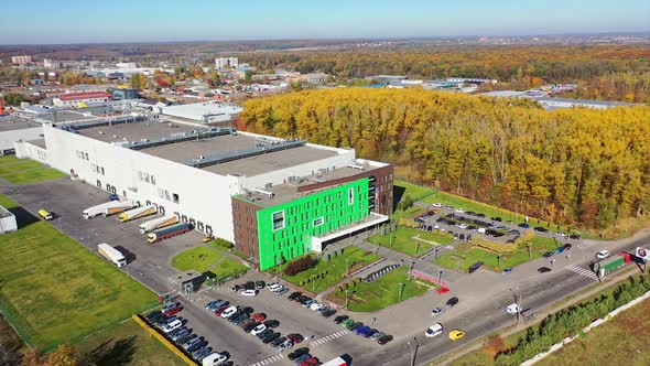 Industry factory from above. Aerial view of modern factory in city ...