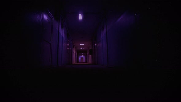Long Scary Hospital or Laboratory Corridor With Morphing Dust and ...