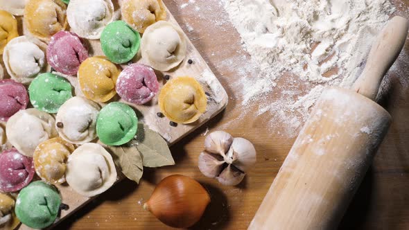 Colored homemade dumplings, Stock Footage | VideoHive