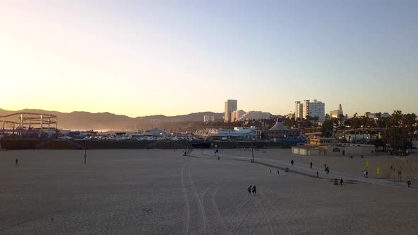 Stroller on the beach Shortly before sunsetWonderful aerial view flight ...