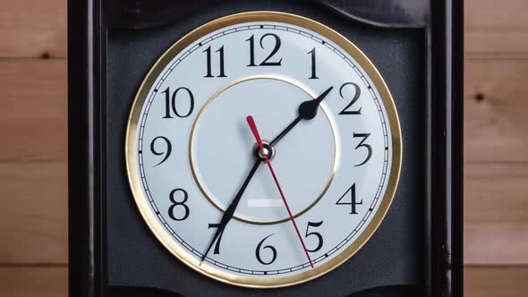 Timelapse of Vintage Clock with Movement of Time Hands on Wooden ...