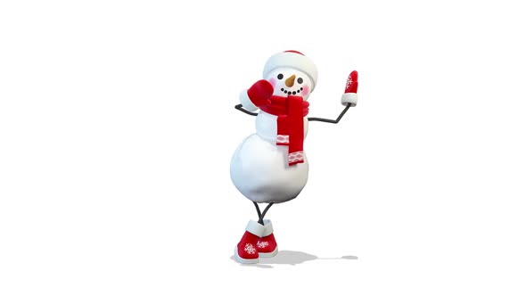 Snowman Leans On An Object And Talks About It on White Background ...