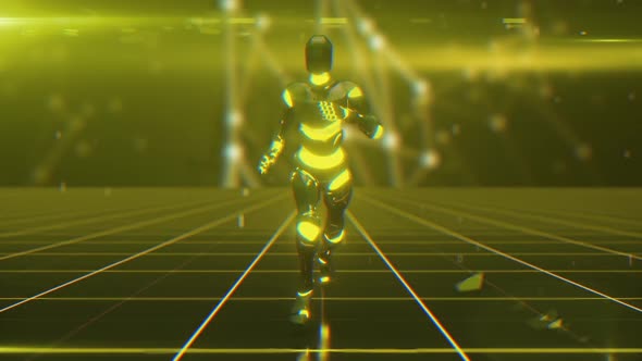 Running Futuristic Humanoid Robot, Motion Graphics | VideoHive