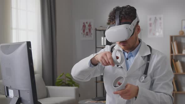Professional Doctor Performing a Test Operation Using Virtual Reality ...