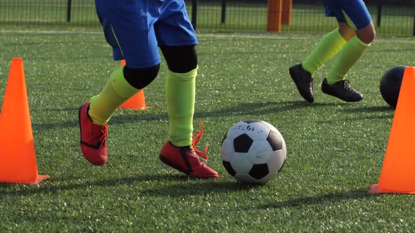 Feet of Football Players During Dribbling on Field, Stock Footage ...