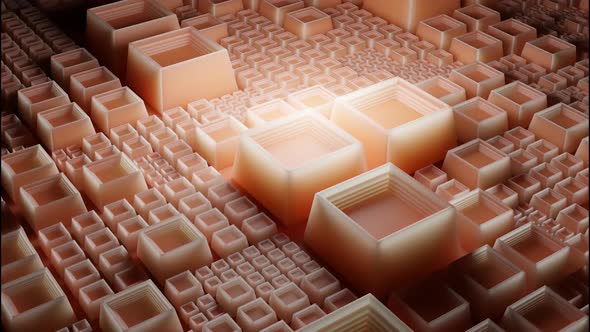 Abstract Surface with Plastic 3D Shapes Seamless Loop, Motion Graphics